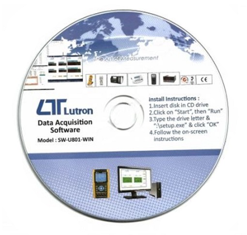 Lutron SW-U801-WIN Windows software, data acquisition, data logger, data recorder, 8 channels
